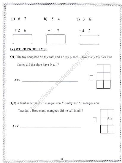 CBSE Class 2 Maths Addition Worksheet
